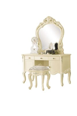 White antique styled furniture vanity dresser with mirror