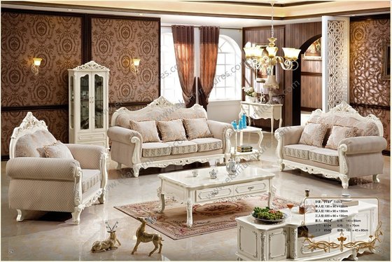 French Living Room Furniture Neo-classical Wooden 1 2 3 Sofa Set Designs