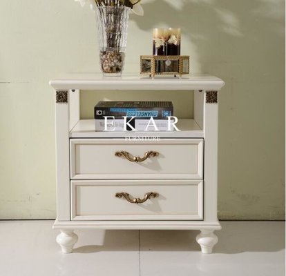 classic white nightstand with 2 drawers bedsides table