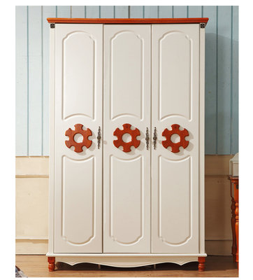 Mediterranean White Clothes cabinet American country wooden wardrobe