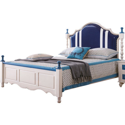 Mediterranean Solid bed soft bed solid wood children bed
