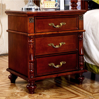 Premium Classic 1 Drawer Dark Color Bed Side Table Wooden Nightstand
