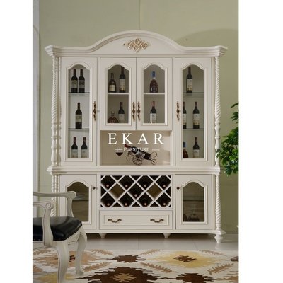 white wooden 4 doors glass cabinet