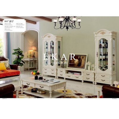 dining room classic wooden white showcase glass cabinet furniture