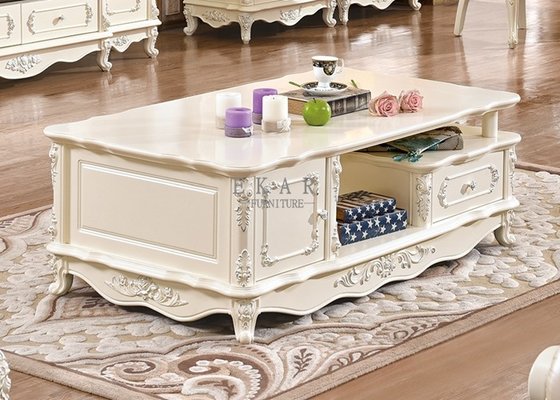 European Classical Style white Coffee Table With Drawer
