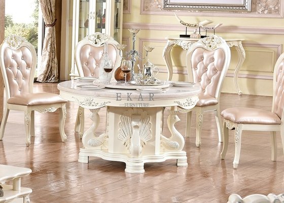 dining room furniture wood round marble top dining table