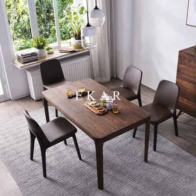 European Simple Furniture 6 Chairs Set Rectangular Dining Table Solid Wood