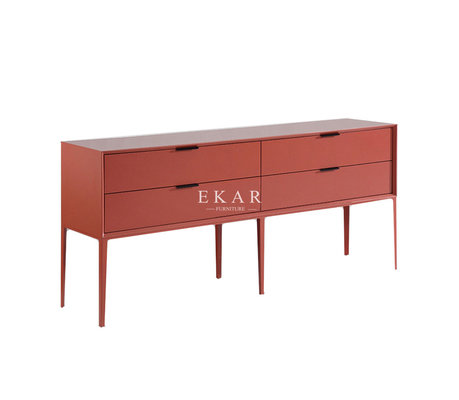 Modern Red Color Buffet Cabinet Sideboard With 4 Drawers