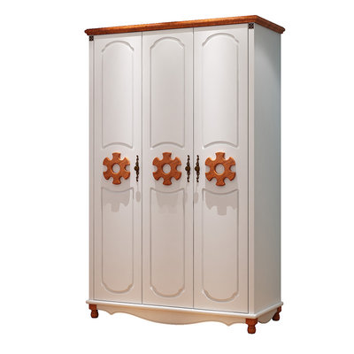 Mediterranean White Clothes cabinet American country wooden wardrobe