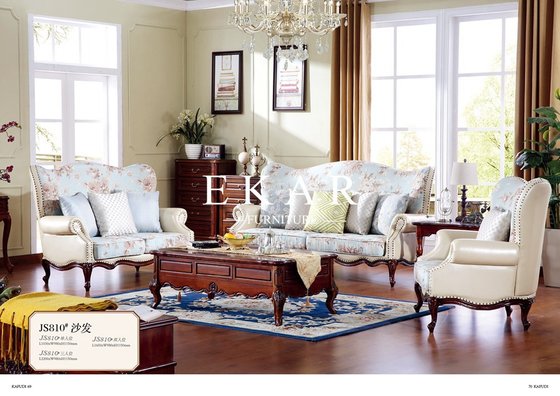 French pastoral leather sofa European living room sofa set