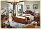 Luxury Leather Antique Solid Wood King Size Bed