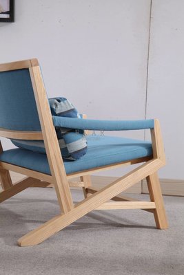 Ash Solid Wood Fabric Leisure Chair Living Room