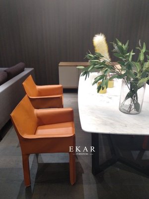 Leather Contemporary Design Restaurant With Armrest Modern Dining Room Chair