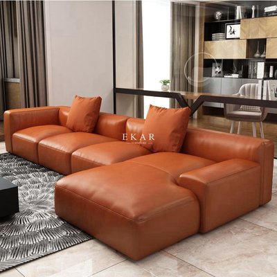 Nordic New Fashion L Shape Upholstered Living Room Furniture Leather Sofa Set