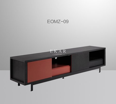 Foshan Metal Legs Simple Design Wooden Red Tv Stand