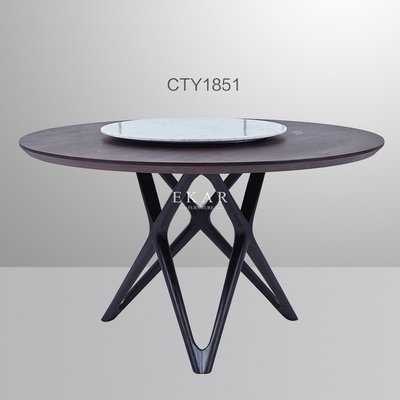 Italian Modern Round Dining Table With Marble Rotating Centre