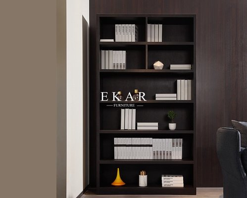 Four Shelf Wood High Bookcase Cabinet For Living Room